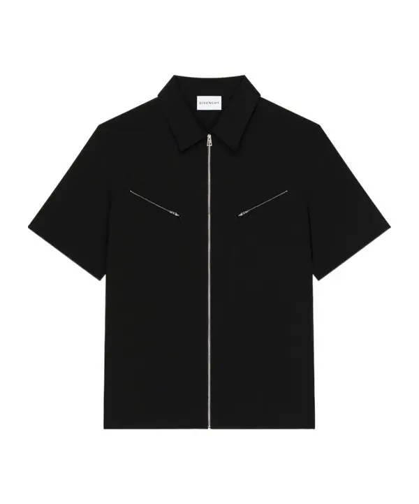 Givenchy Couture Seam Zipped Shirt In Wool Crepe