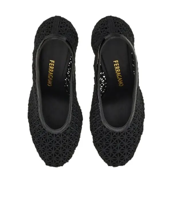 FERRAGAMO Macramé Stiletto Pumps - Black