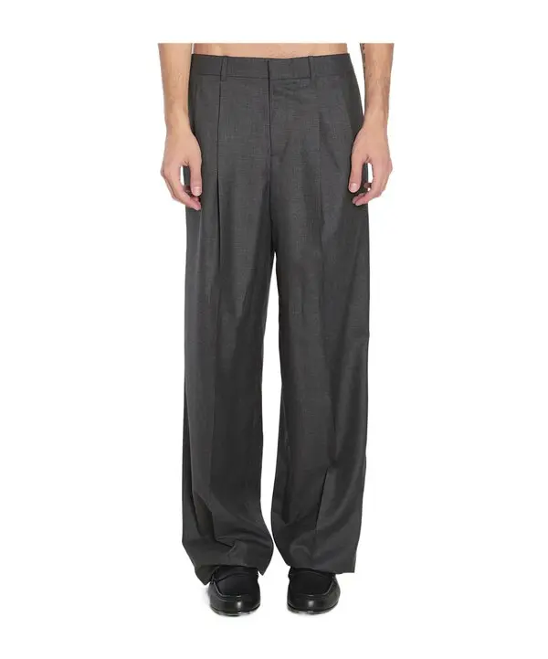 Celine Pleated Trousers In Cashmere Canvas - Black