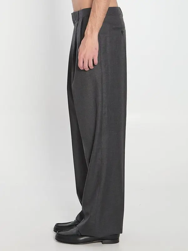 Celine Pleated Trousers In Cashmere Canvas - Black