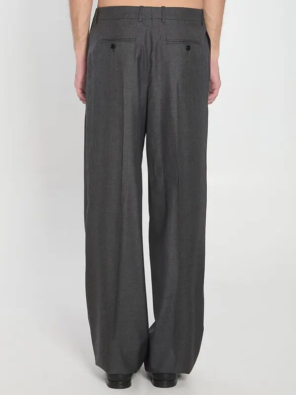 Celine Pleated Trousers In Cashmere Canvas - Black