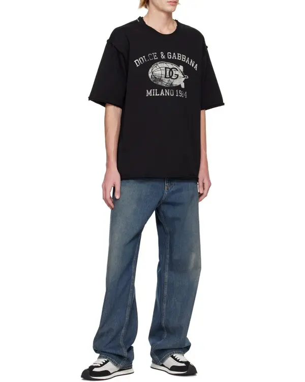 Dolce & Gabbana Dolce Gabbana Logo Printed Oversize Fit Jersey T-shirt