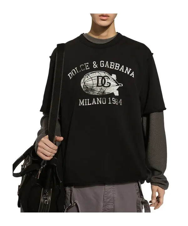 Dolce & Gabbana Dolce Gabbana Logo Printed Oversize Fit Jersey T-shirt
