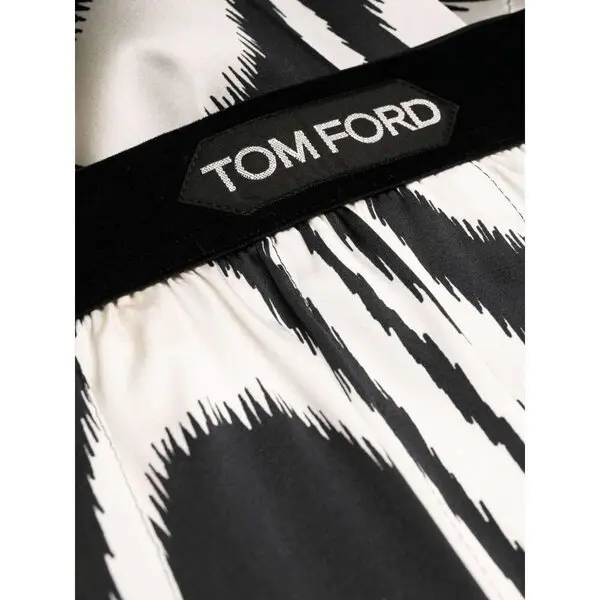 TOM FORD Abstract Printed Wide Leg Pj Trousers - Black