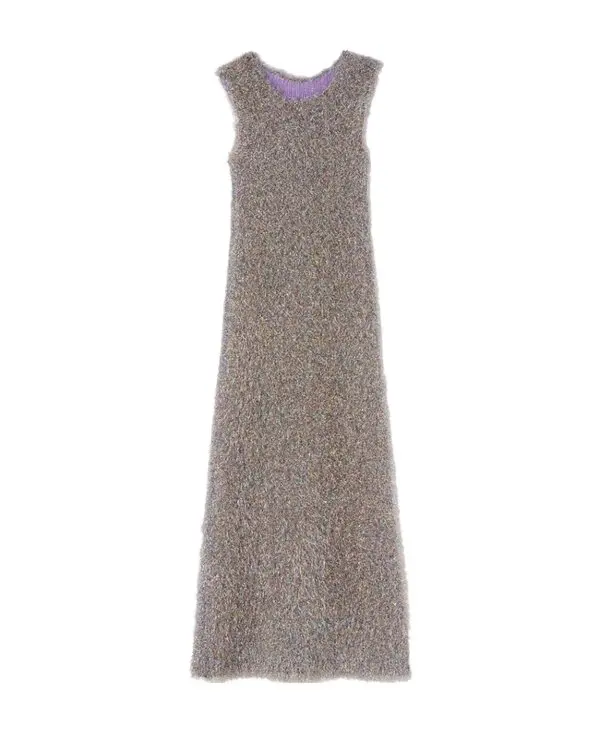 JIL SANDER Glitter-embellished Sleeveless Maxi Dress - Gray