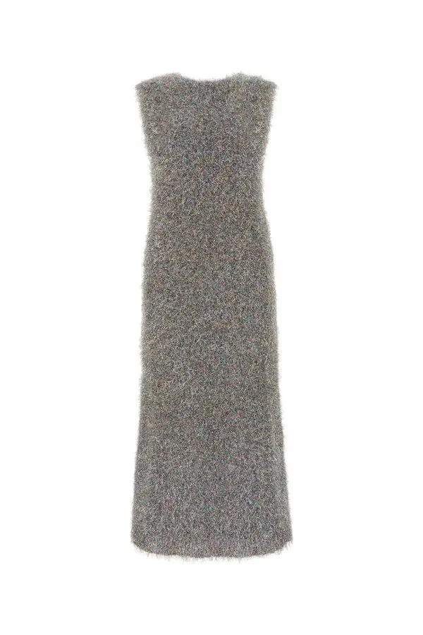 JIL SANDER Glitter-embellished Sleeveless Maxi Dress - Gray