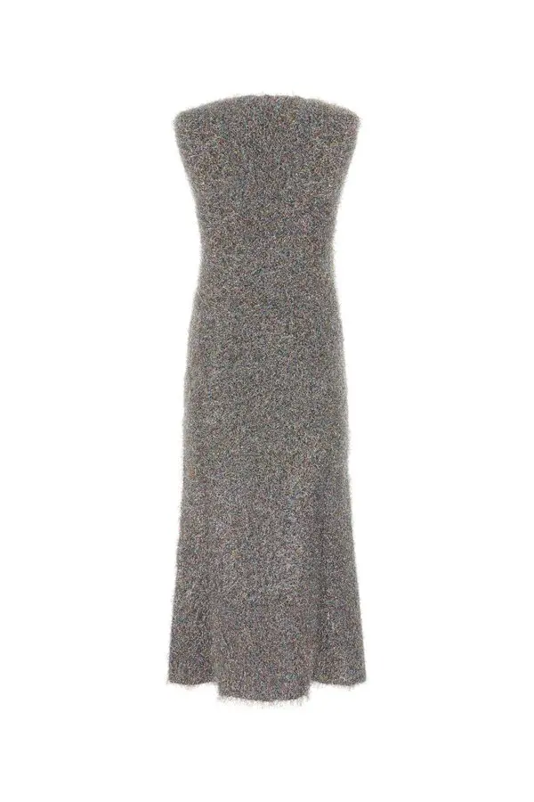 JIL SANDER Glitter-embellished Sleeveless Maxi Dress - Gray