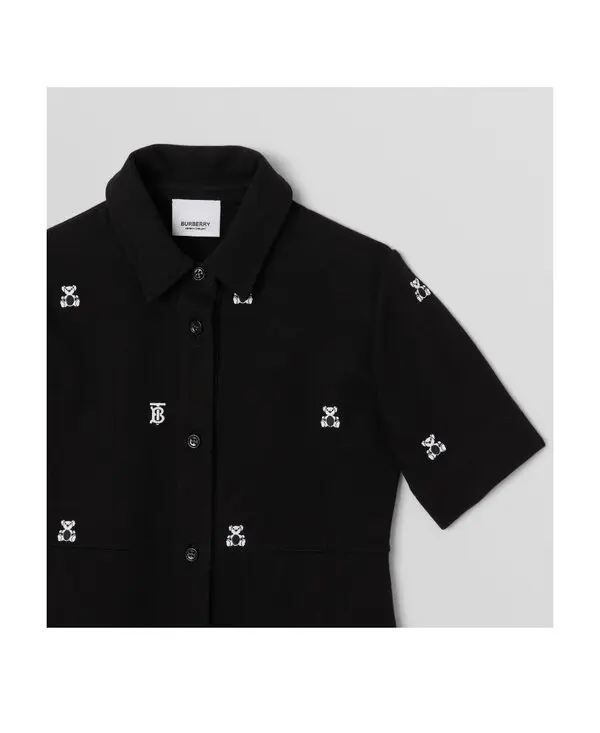 Burberry Thomas Bear Embroidered Short Sleeve Shirt Dress