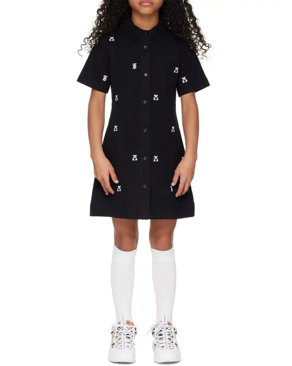 Burberry Thomas Bear Embroidered Short Sleeve Shirt Dress