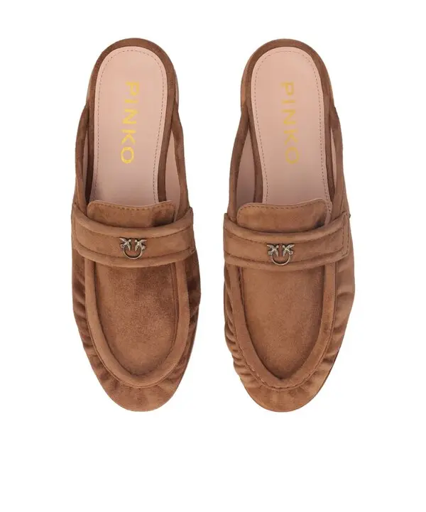 Pinko Logo Plaque Slip-on Slippers - Brown