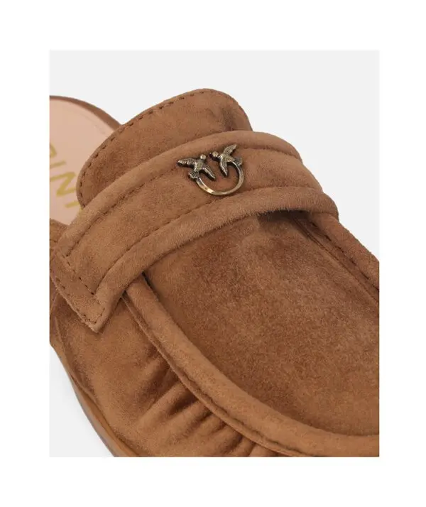 Pinko Logo Plaque Slip-on Slippers - Brown