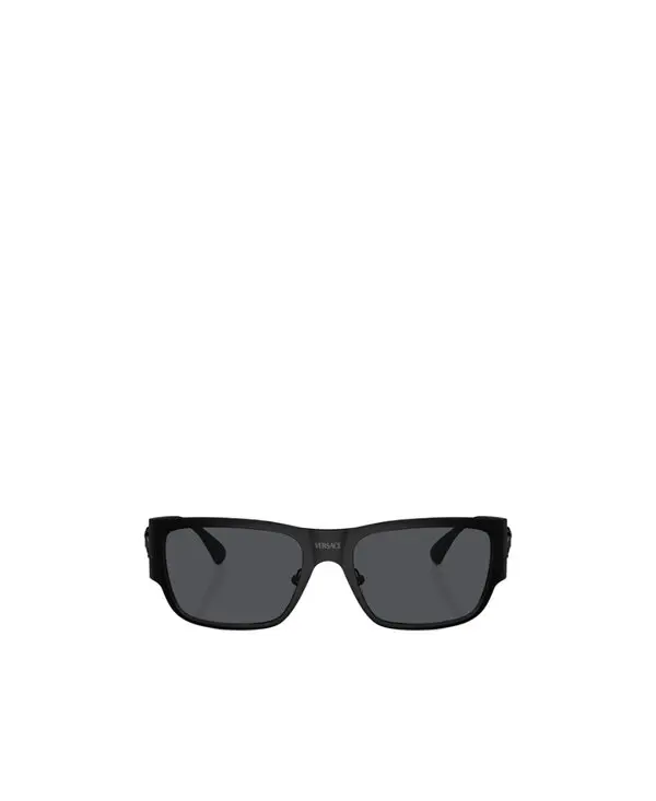 Versace Matte Effect Rectangle Frame Sunglasses - Black