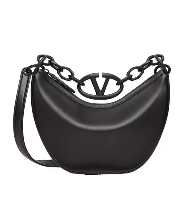Valentino Garavani Vlogo Signature Zip-up Mini Shoulder Bag - Black