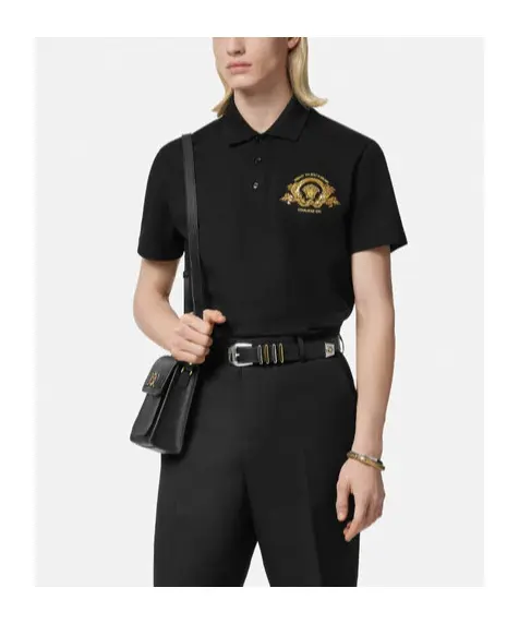 Versace Coupe Blason Embroidered Short-sleeved Polo Shirt