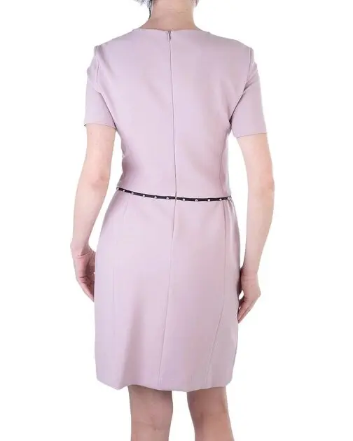 Emporio Armani Short-sleeved Round Neck Dress With Metal Rivet Detail And Front Slit
