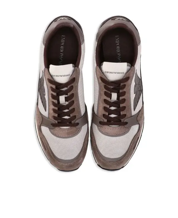 Emporio Armani Eagle-patch Suede-panelled Sneakers - Black
