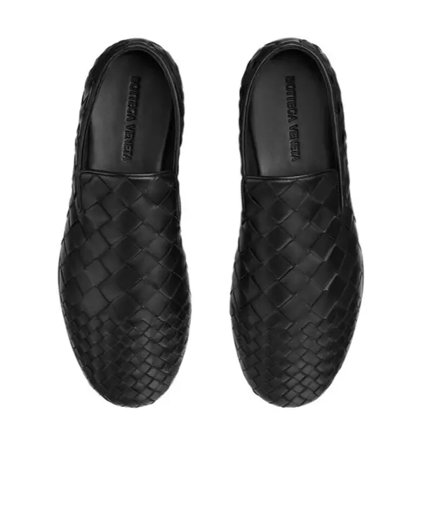 Bottega Veneta Woven Leather Slip-on Slipper - Black