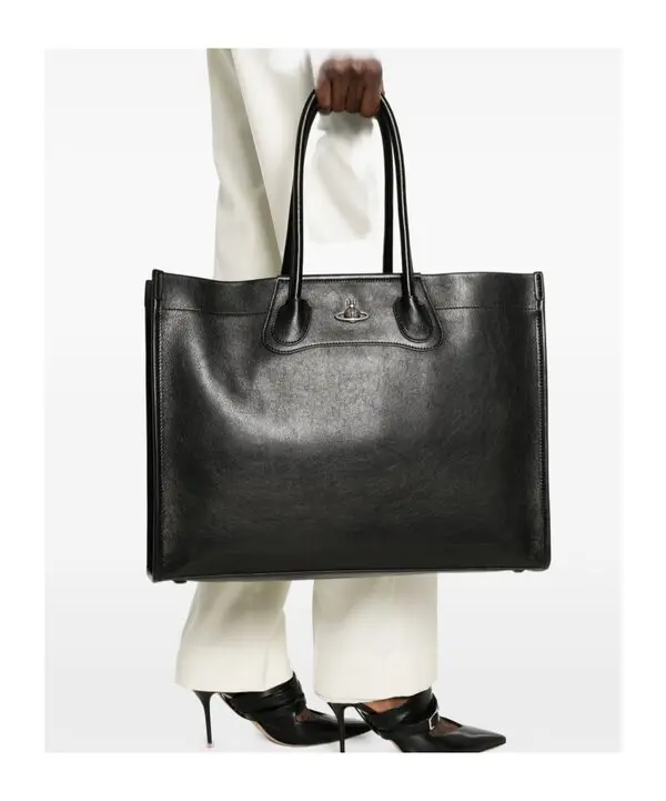 VIVIENNE WESTWOOD Orb Plaque Leather Tote Bag