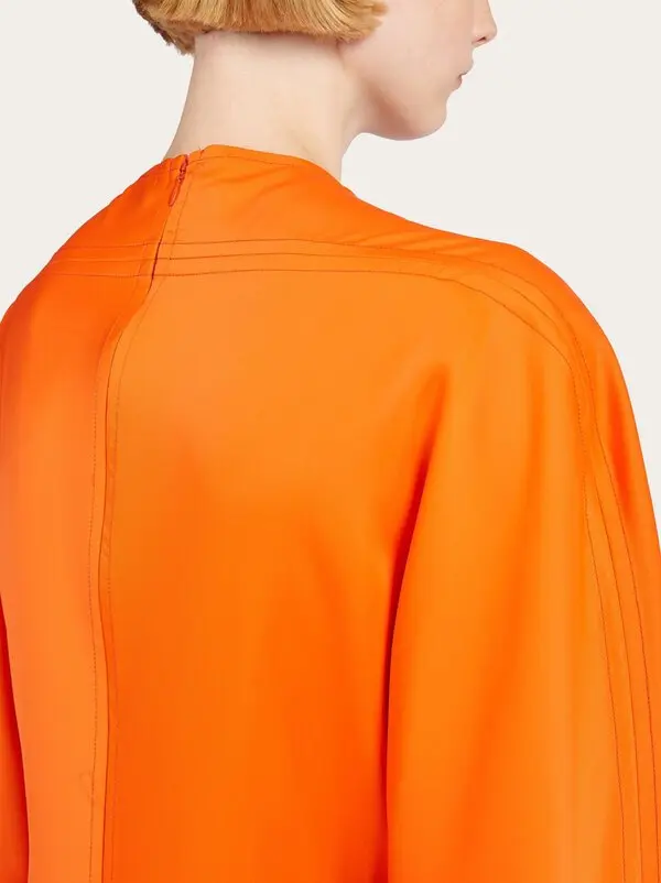 FERRAGAMO V-neck Long Sleeve Midi Dress With Back Slit
