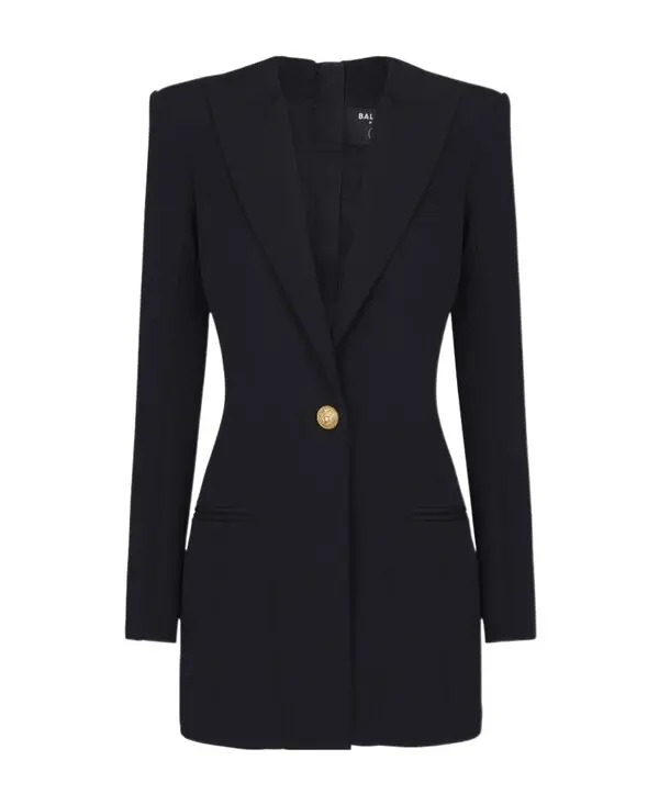 Balmain Grain De Poudre Tailored Dress - Black
