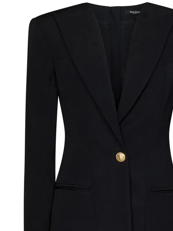 Balmain Grain De Poudre Tailored Dress