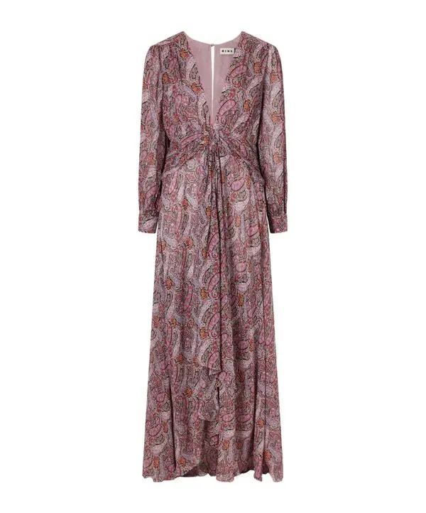 Rixo Meera Maxi Dress In Paisley Print - Gray