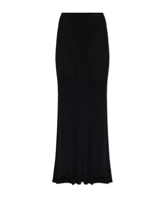 Balenciaga Ribbed Maxi Skirt With Logo Waistband