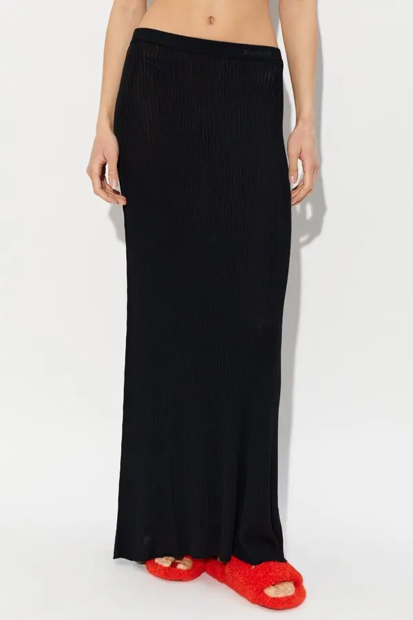 Balenciaga Ribbed Maxi Skirt With Logo Waistband