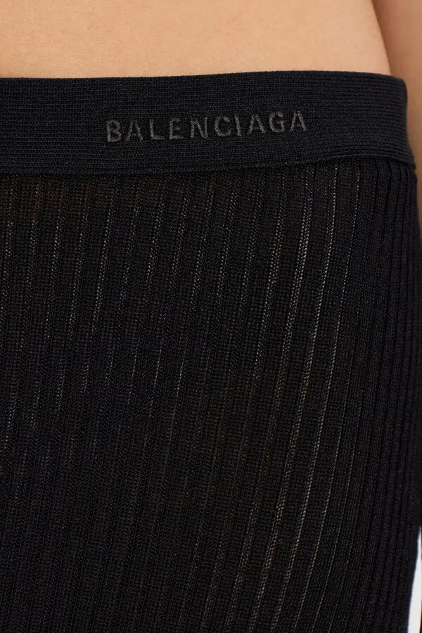 Balenciaga Ribbed Maxi Skirt With Logo Waistband