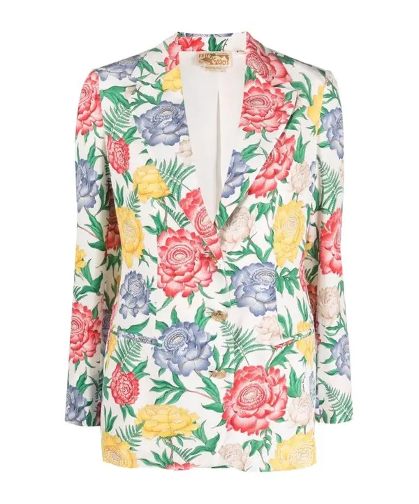 FERRAGAMO Single-breasted Floral Print Blazer