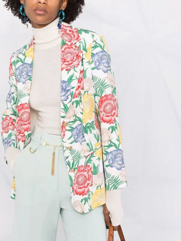 FERRAGAMO Single-breasted Floral Print Blazer