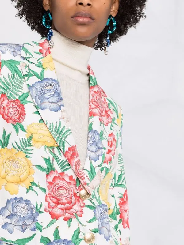 FERRAGAMO Single-breasted Floral Print Blazer