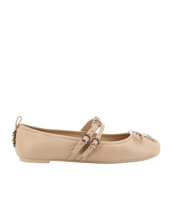 Pinko Bow Detailed Ballerina Flats - Nude
