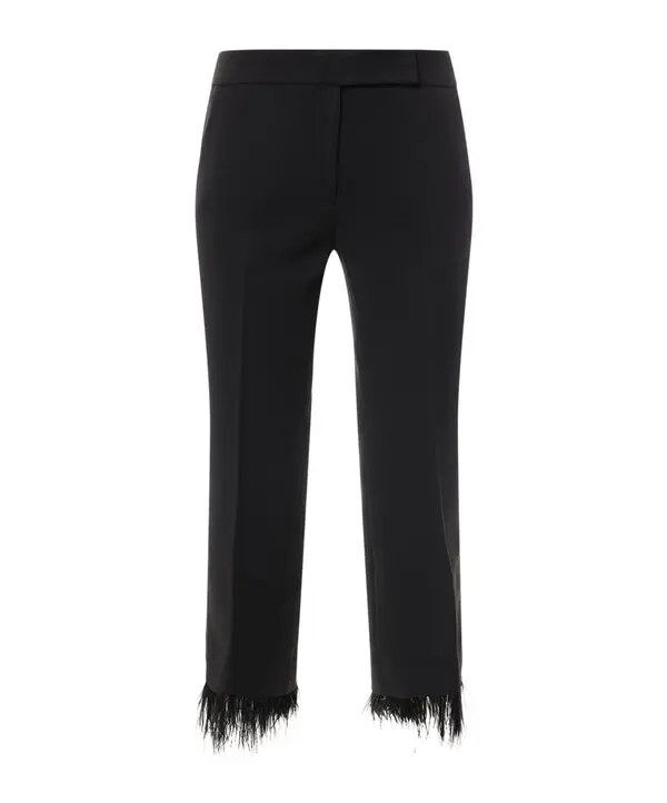 Michael Kors Feather Trim Stretch Trousers - Black