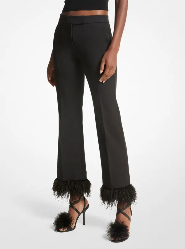 Michael Kors Feather Trim Stretch Trousers
