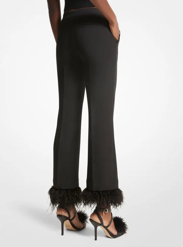 Michael Kors Feather Trim Stretch Trousers