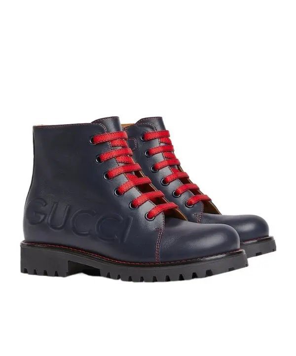 Gucci Logo-embossed Leather Boots