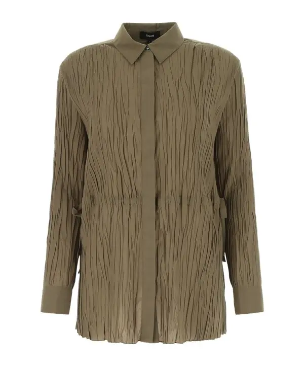Theory Tie-waist Crinkled Long-sleeved Shirt - No