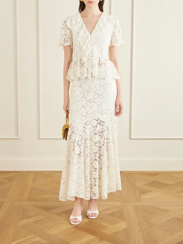 Rixo Lace Midi Skirt