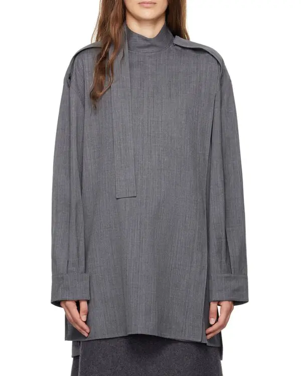 JIL SANDER Wool Blouse With Scarf Detail