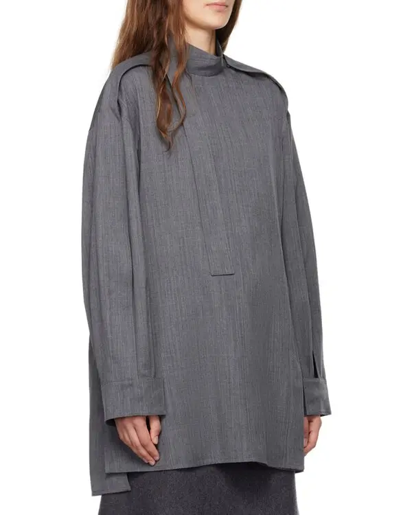 JIL SANDER Wool Blouse With Scarf Detail
