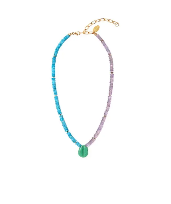 LIZZIE FORTUNATO Beaded Necklace With Pendant - Electric Purple