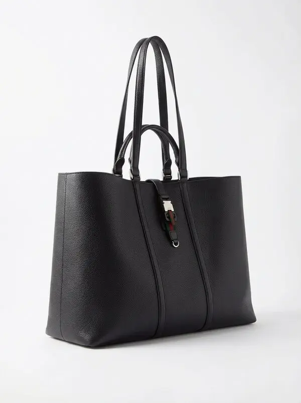 Gucci Large Web-trim Top Handle Bag - Black