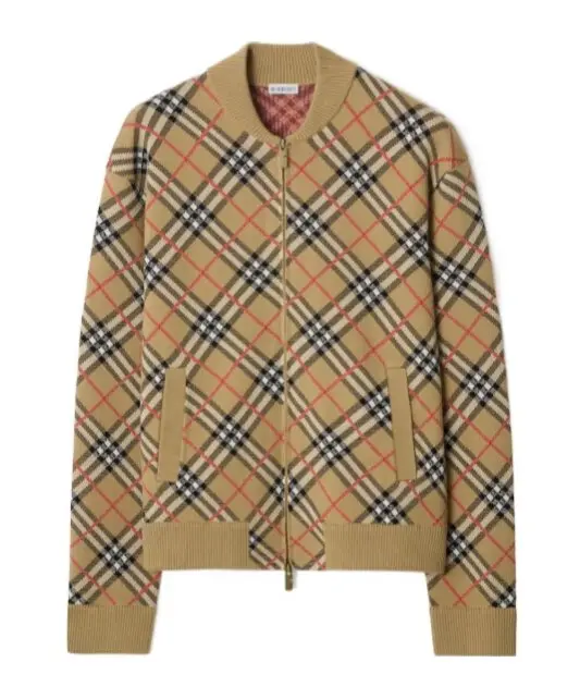 Burberry Check Knit Zip-up Bomber Jacket