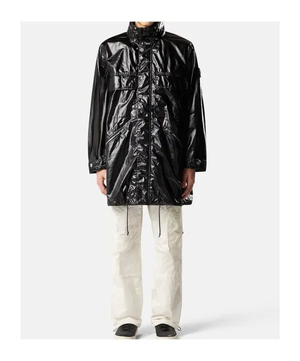 Stone Island Long Sleeve Jacket With Hidden Hood And Drawstring Hem