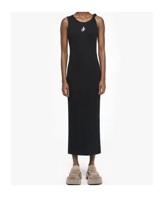 J.W.ANDERSON Jw Anderson Logo-embroidered Twisted Strap Maxi Dress - Black