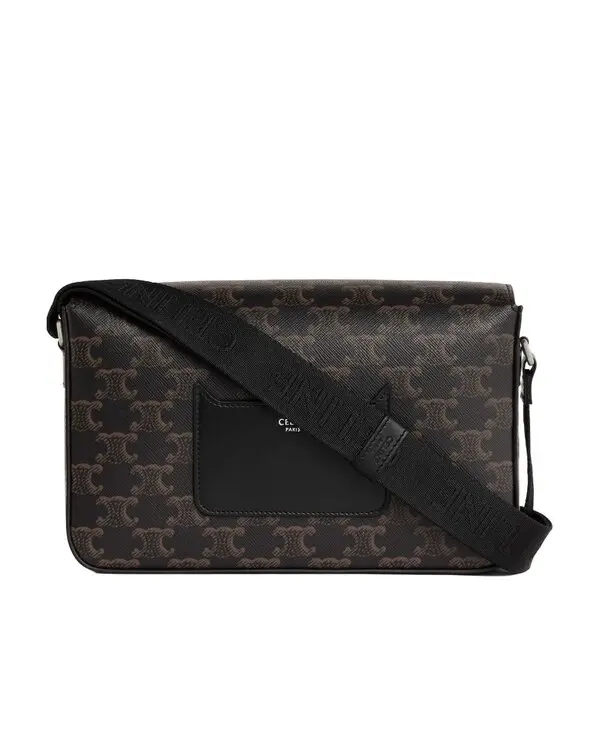 Celine Flap Messenger In Triomphe Canvas And Calfskin