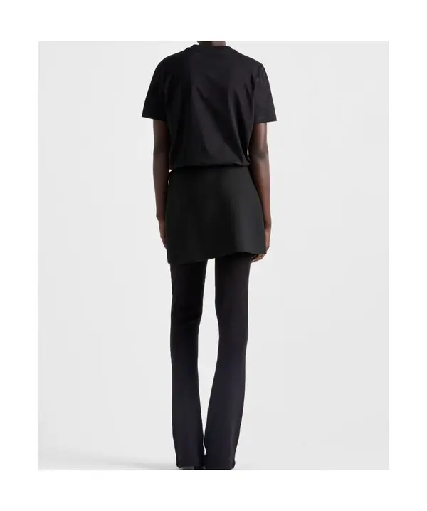 Prada Jersey T-shirt With Embroidered Triangle Detail - Black
