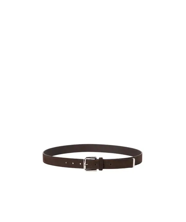 Brunello Cucinelli Classic Suede Belt - Dark Brown