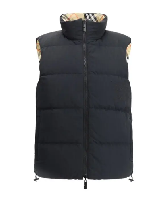 Burberry Checked Reversible Down Vest - Black